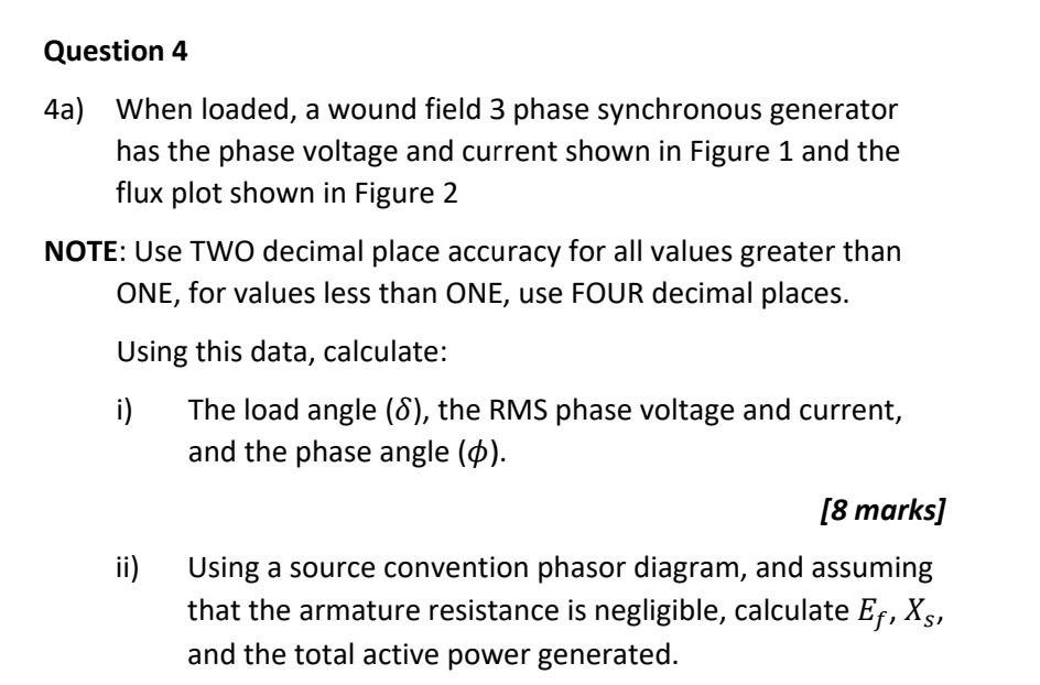 Solved 4a) When loaded, a wound field 3 phase synchronous | Chegg.com