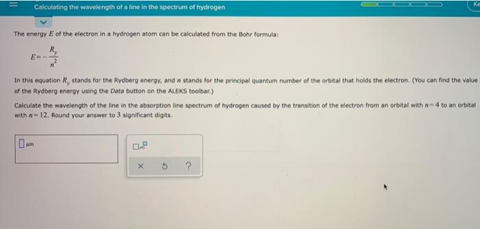 Solved Ke Calculating The Wavelength Of A Line In The