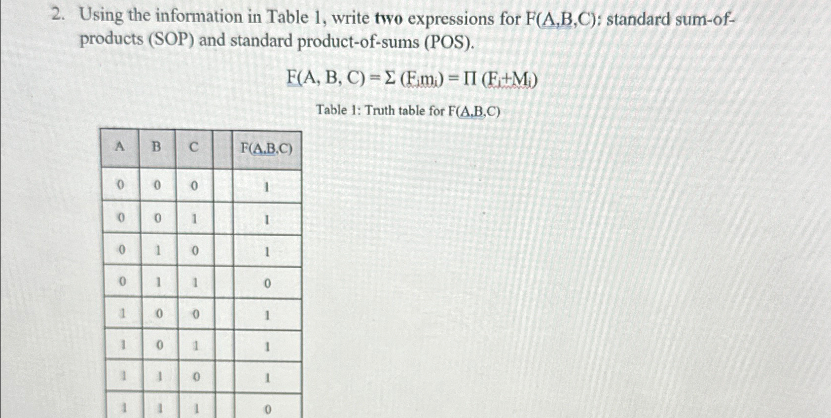 Solved Using the information in Table 1, ﻿write two | Chegg.com