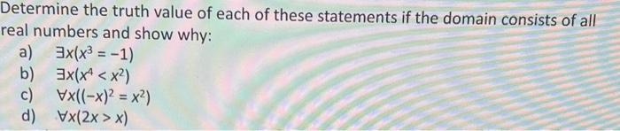 Solved Determine the truth value of each of these statements | Chegg.com