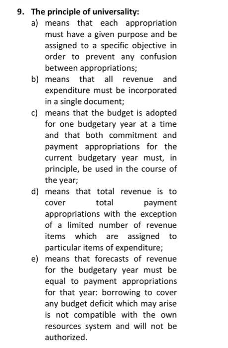 Solved 9. The principle of universality: a) means that each | Chegg.com