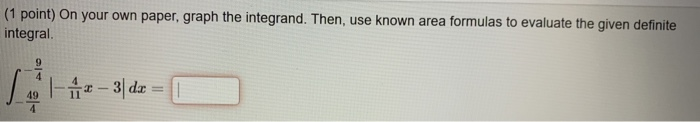 Solved (1 point) On your own paper, graph the integrand. | Chegg.com