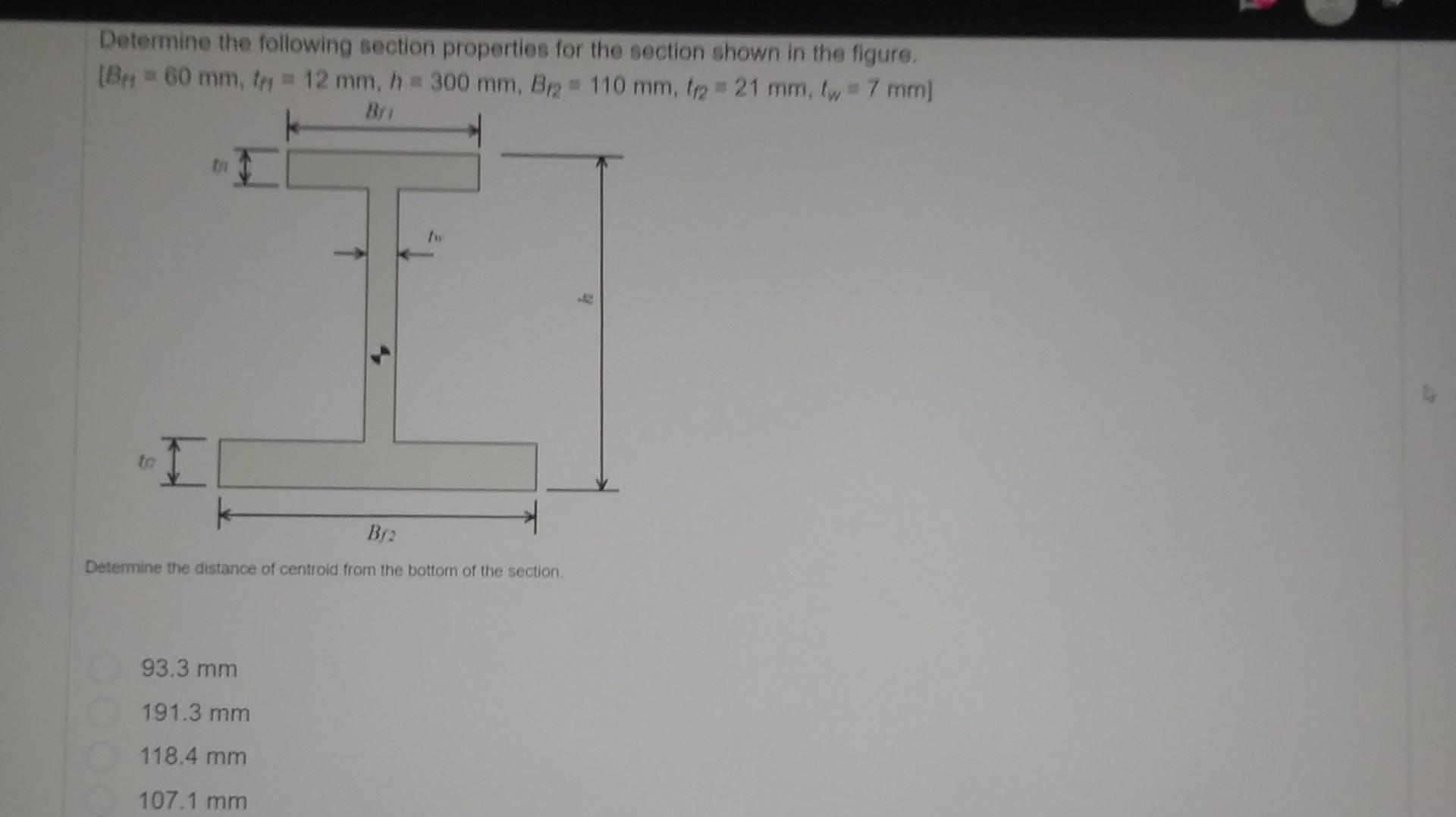 Solved Determine the following section properties for the | Chegg.com