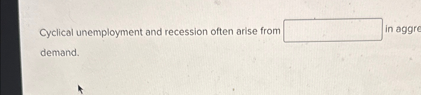 Solved Cyclical unemployment and recession often arise from | Chegg.com