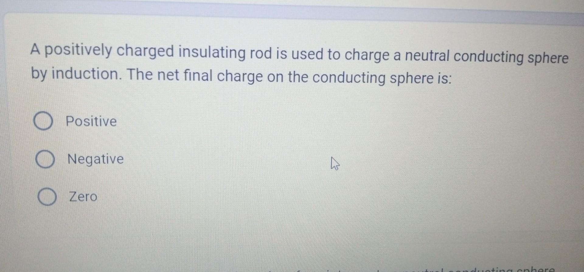 Solved A positively charged insulating rod is used to charge | Chegg.com