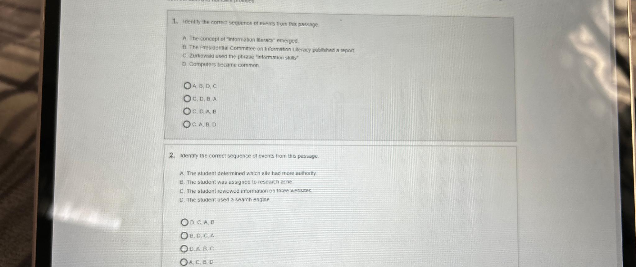 Solved Identify the correct sequence of everits from this | Chegg.com