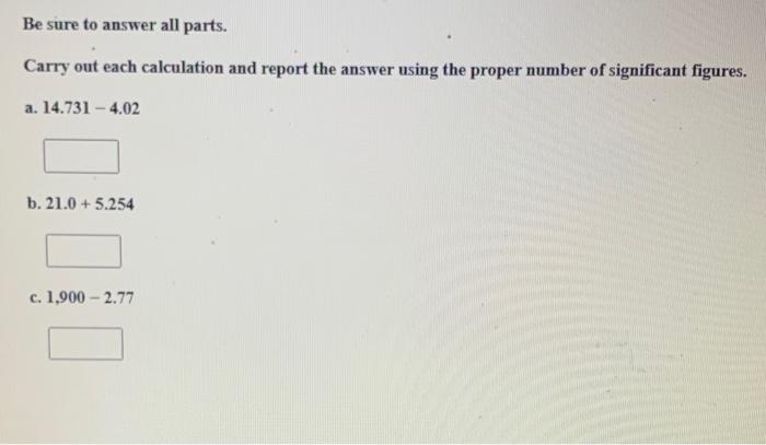 Solved Be sure to answer all parts. Carry out each | Chegg.com