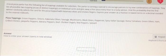 Solved A focal picza parlor has the following list of | Chegg.com