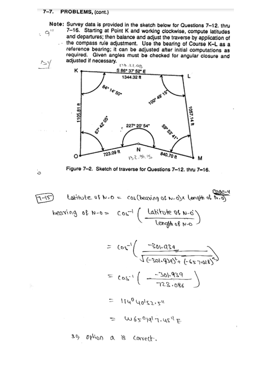 Solved From this Open Traverse, find the adjusted bearing | Chegg.com