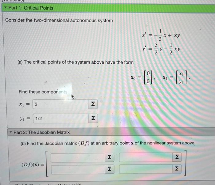Solved Consider the two-dimensional autonomous system | Chegg.com