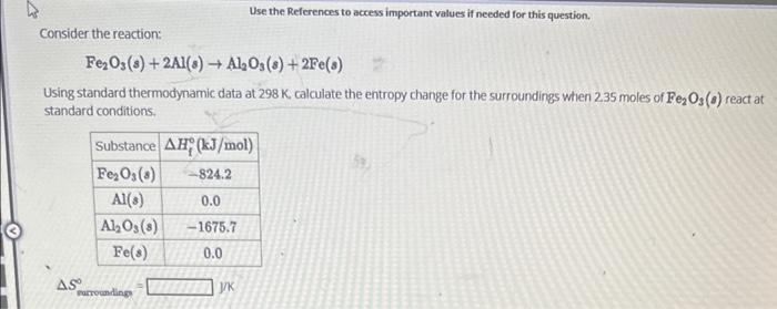 Solved using standard thermodynamic datea at 298 k, | Chegg.com