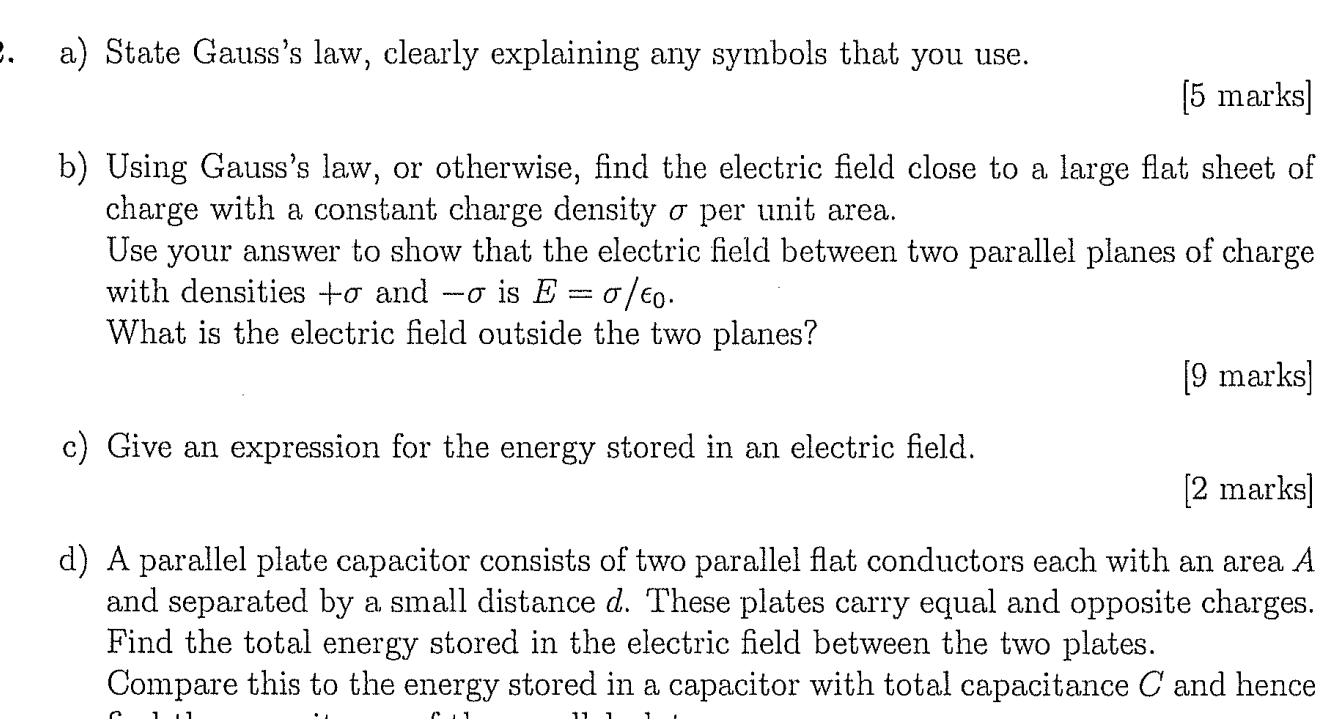 Solved a) ﻿State Gauss's law, clearly explaining any symbols | Chegg.com