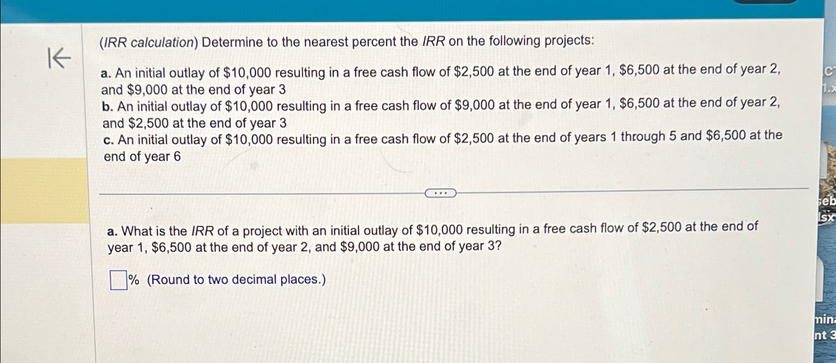Solved (IRR calculation) ﻿Determine to the nearest percent | Chegg.com