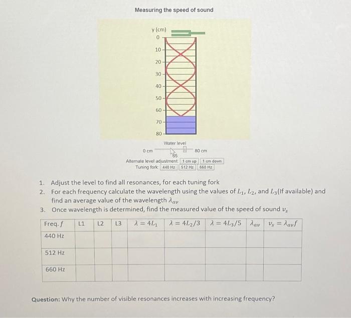 Solved Measuring the speed of sound 1. Adjust the level to | Chegg.com