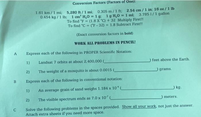 Solved Conversion Factors (Factors of One): 1.61 | Chegg.com