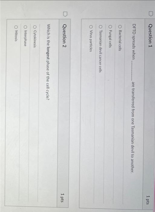 Solved DFTD spreads when are transferred from one Tasmanian | Chegg.com