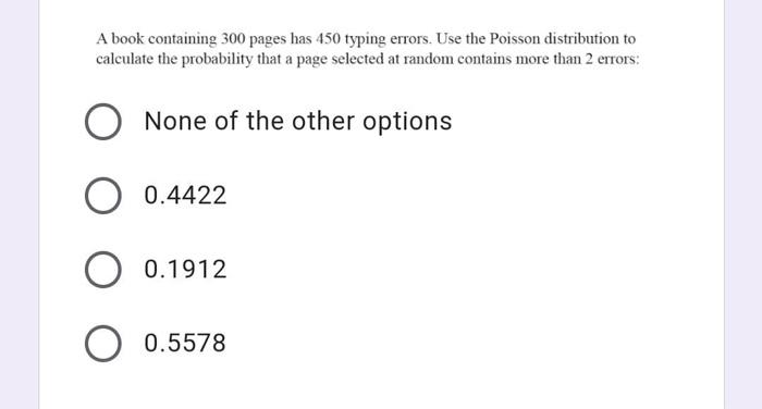 Solved A book containing 300 pages has 450 typing errors. | Chegg.com
