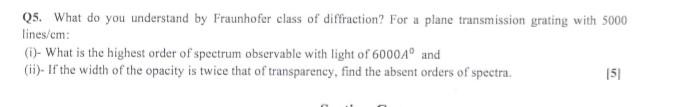 Solved Q5. What do you understand by Fraunhofer class of | Chegg.com