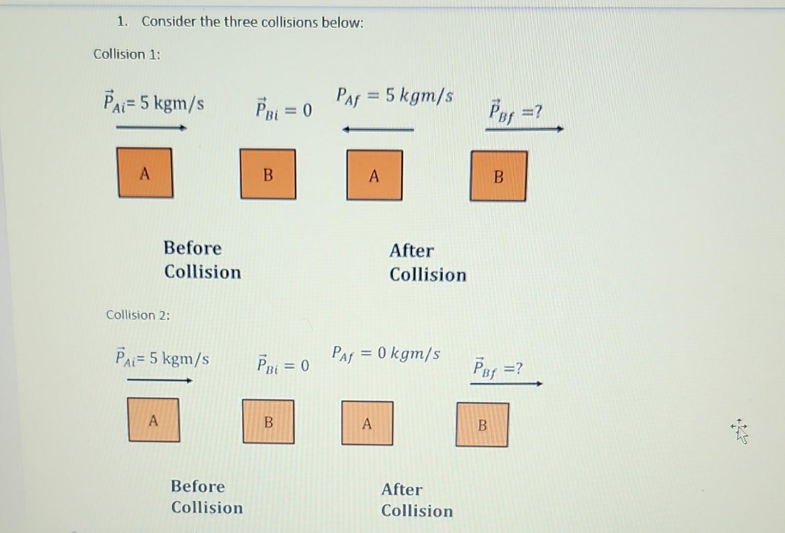 [Solved]: 1. Consider the three collisions below: