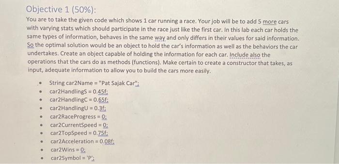 Solved Objective 1(50%) : You are to take the given code | Chegg.com