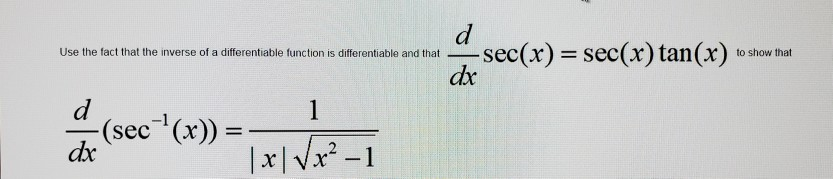 Solved Use the fact that the inverse of a differentiable | Chegg.com