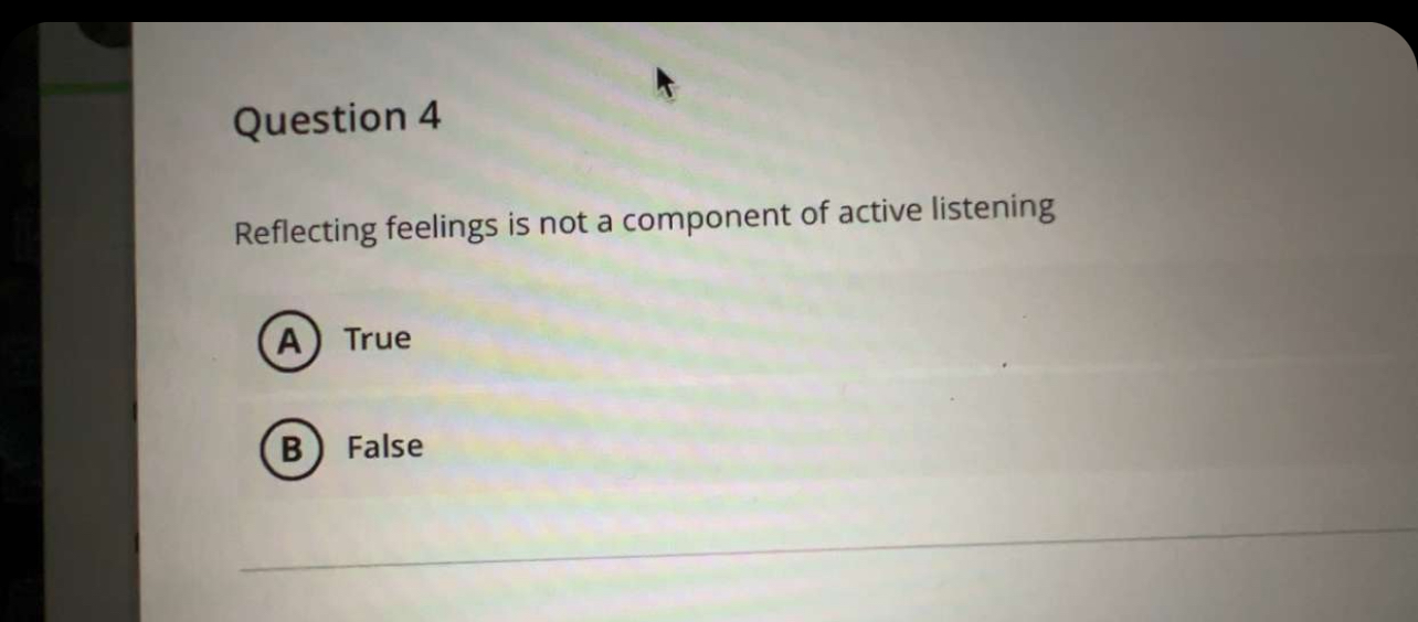 Solved Question 4Reflecting feelings is not a component of | Chegg.com