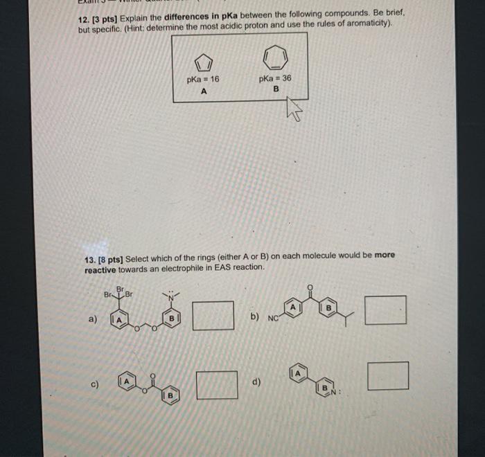 Solved 12. [3 pts] Explain the differences in pKa between | Chegg.com