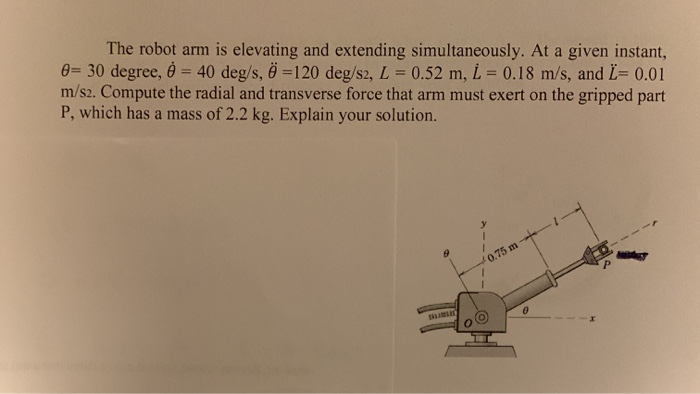 Solved The robot arm is elevating and extending | Chegg.com