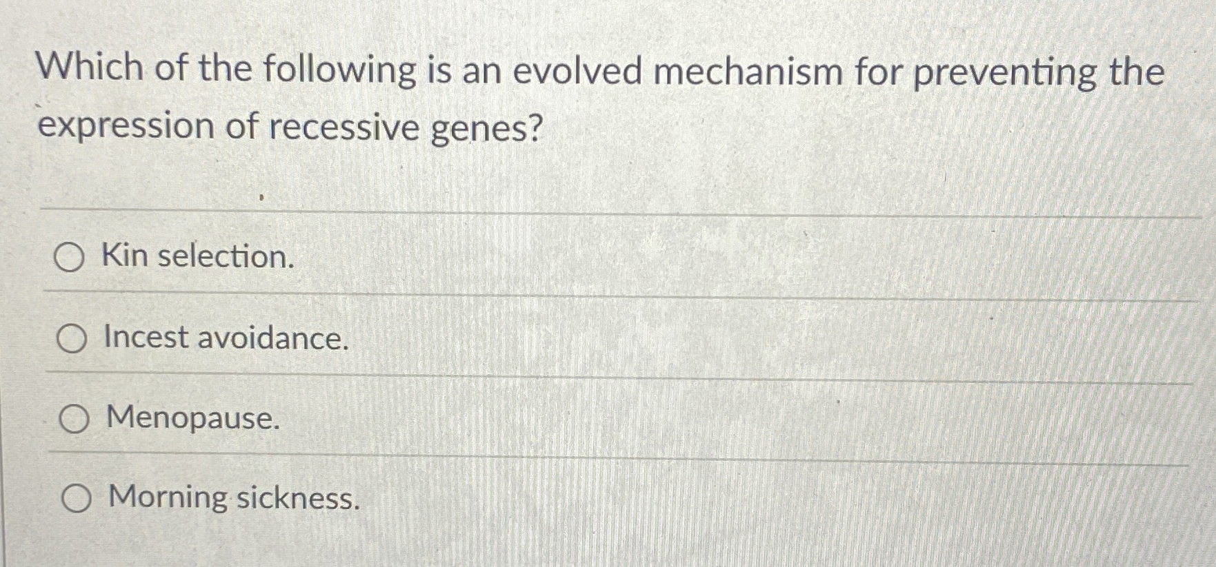 Solved Which of the following is an evolved mechanism for | Chegg.com