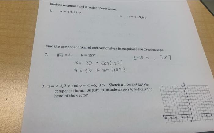 Solved Find the magnitude and direction of each vector 5. | Chegg.com