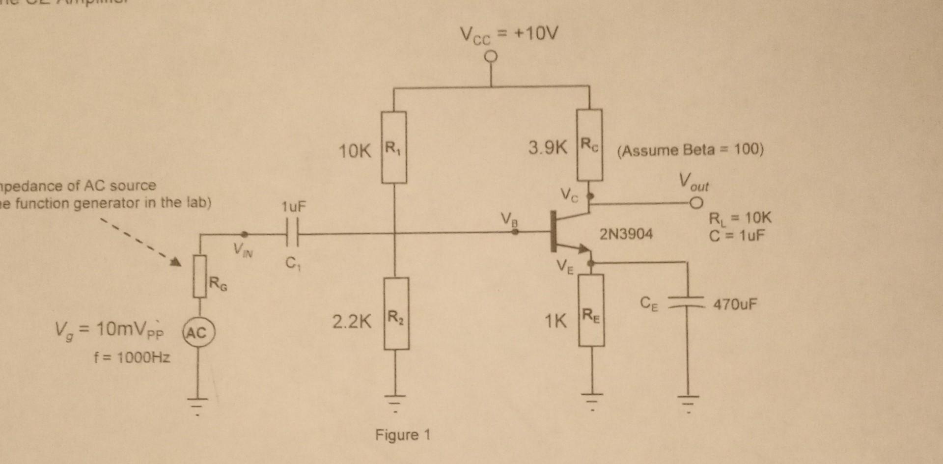 Solved figure 1 find Vb,Ve,Vc,Ie, Qpoint Find Vin and Vout, | Chegg.com