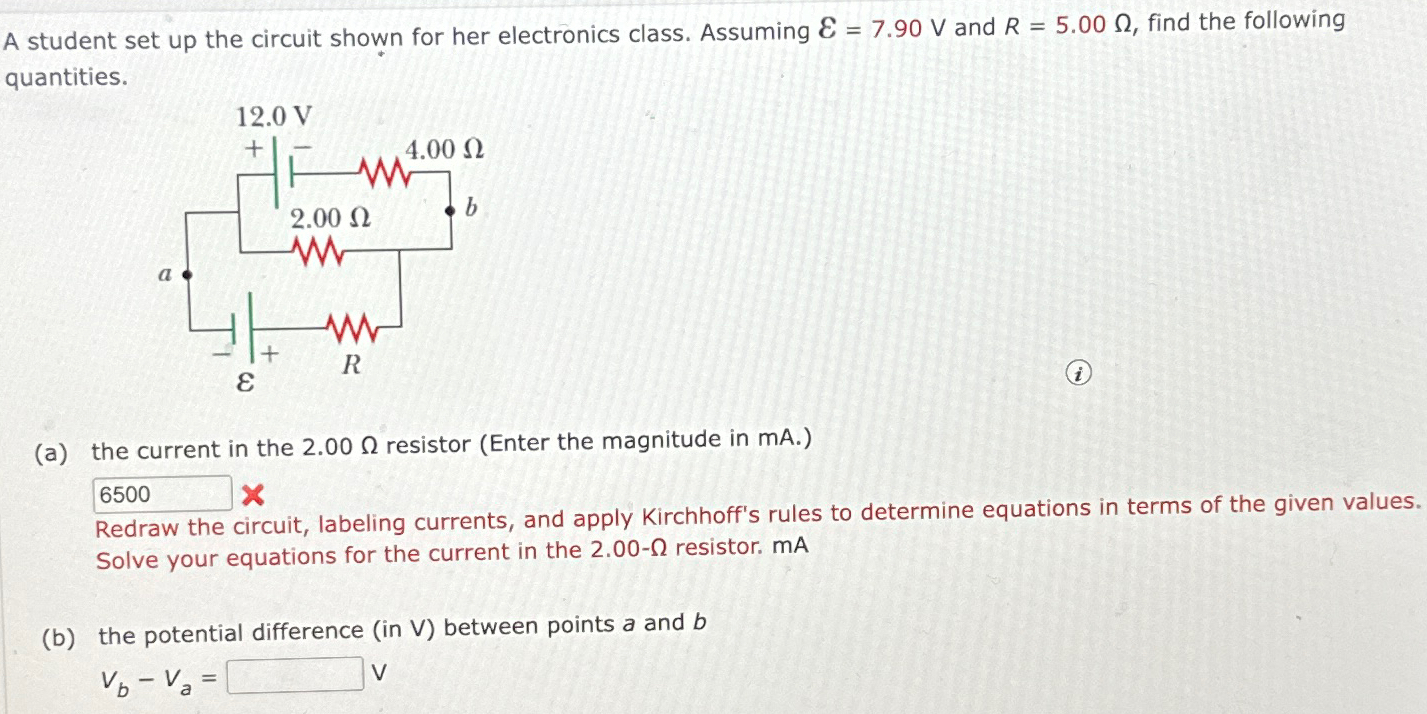 Solved A student set up the circuit shown for her | Chegg.com