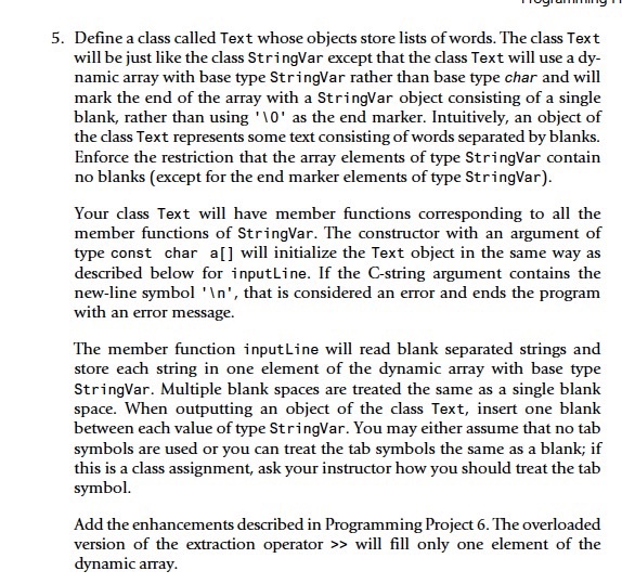 5. Define a class called Text whose objects store | Chegg.com