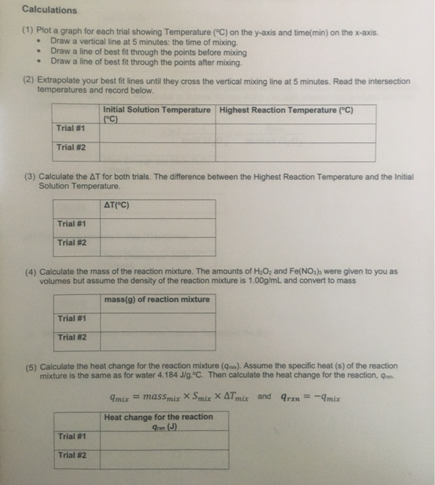 Heat of Decomposition of Hydrogen peroxide Data Sheet | Chegg.com