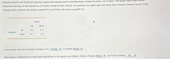 Solved Suppose Antonio and Trinity are playing a game that | Chegg.com