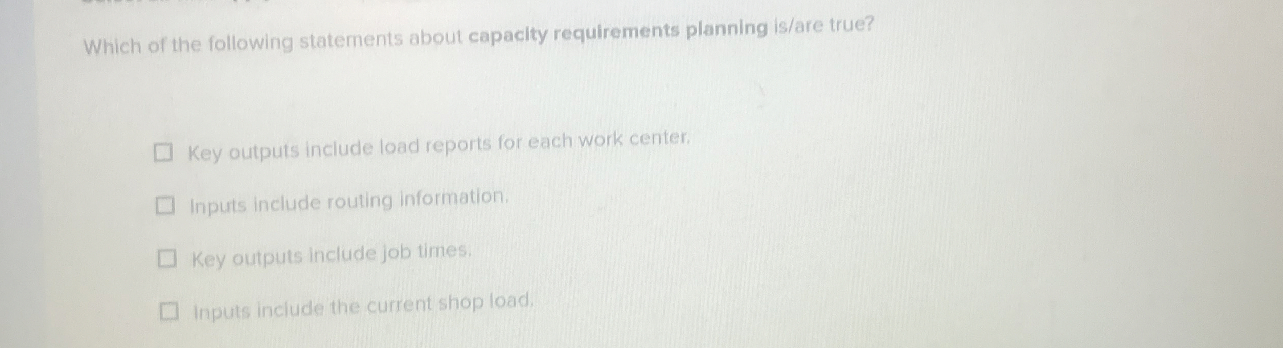 Solved Which of the following statements about capacity | Chegg.com