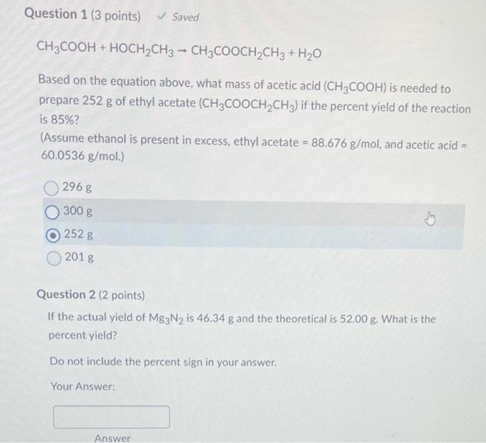 Solved CH3COOH+HOCH2CH3→CH3COOCH2CH3+H2O Based on the | Chegg.com