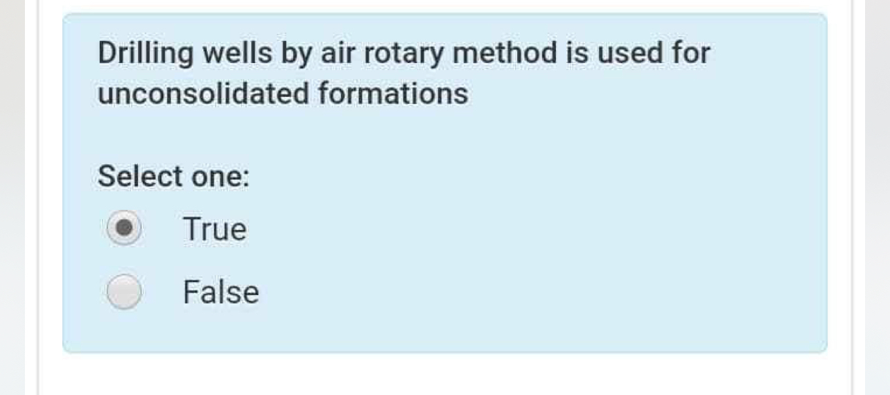 Solved Drilling wells by air rotary method is used for | Chegg.com