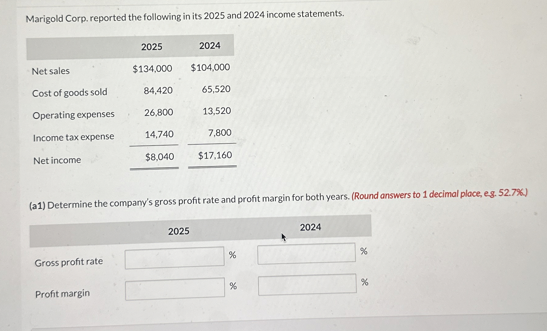 Solved Marigold Corp. reported the following in its 2025 | Chegg.com