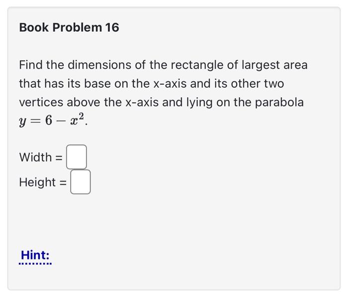 Solved Find the dimensions of the rectangle of largest area | Chegg.com