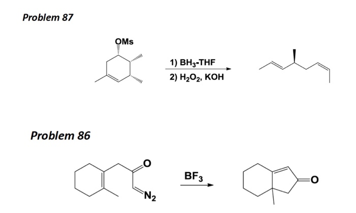 Solved Problem 87 OMs 1) BH3-THE 2) H2O2, KOH Problem 86 | Chegg.com