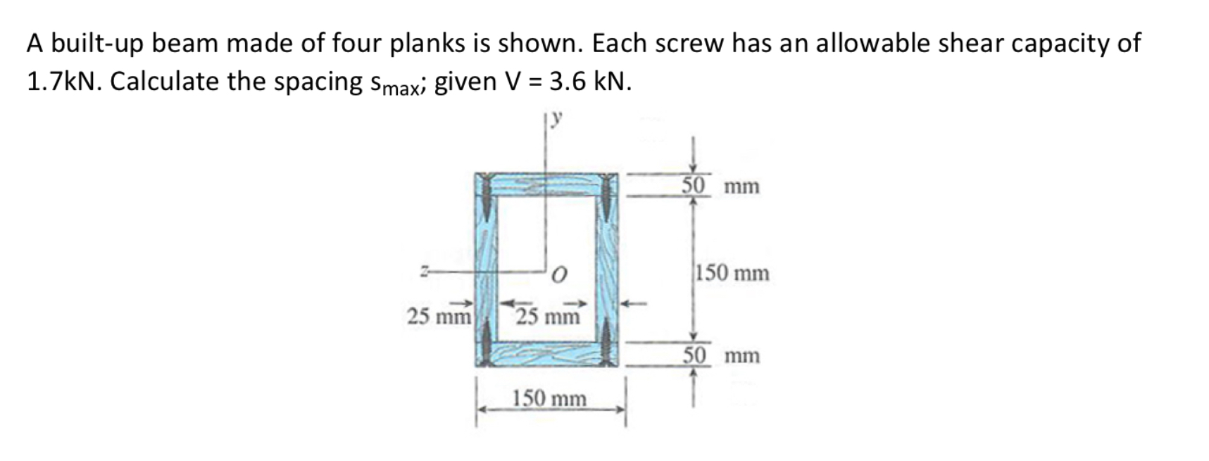 Solved A built-up beam made of four planks is shown. Each | Chegg.com