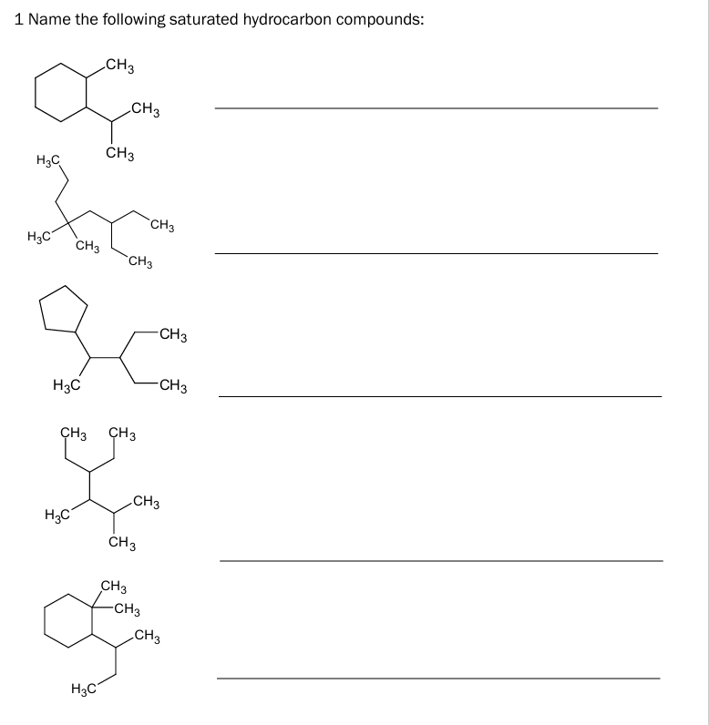Solved 1 ﻿Name the following saturated hydrocarbon | Chegg.com