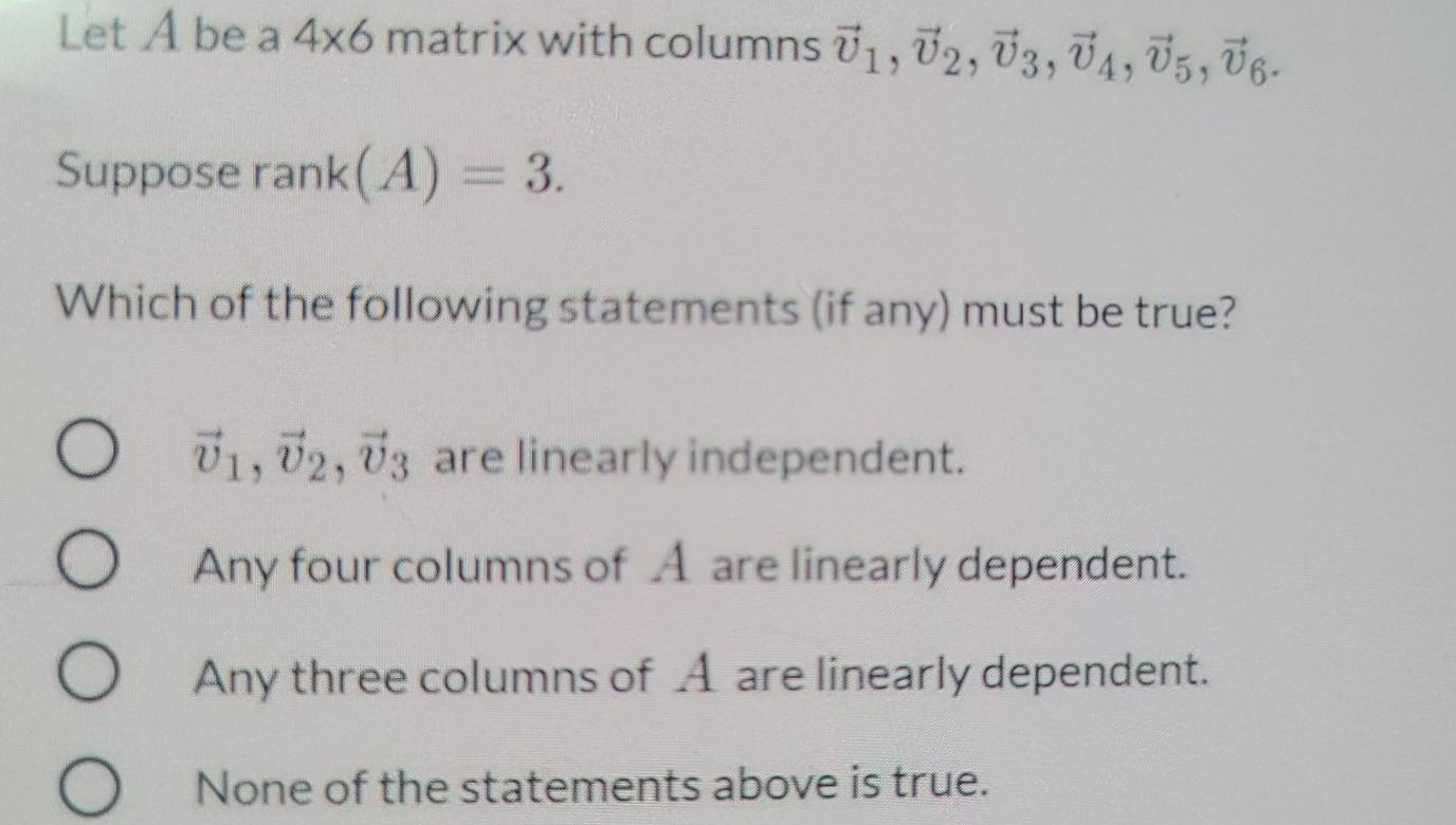 Solved Let A be a 4x6 matrix with columns Ū1, 72, 73, Ő 4, | Chegg.com