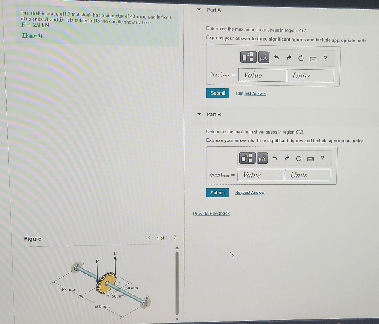 Solved The shaft is made of L2 ﻿tool steel, has a diameter | Chegg.com
