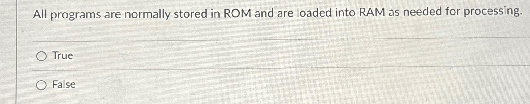 Solved All programs are normally stored in ROM and are | Chegg.com
