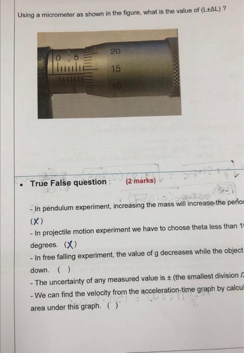 Solved Using a micrometer as shown in the figure, what is | Chegg.com