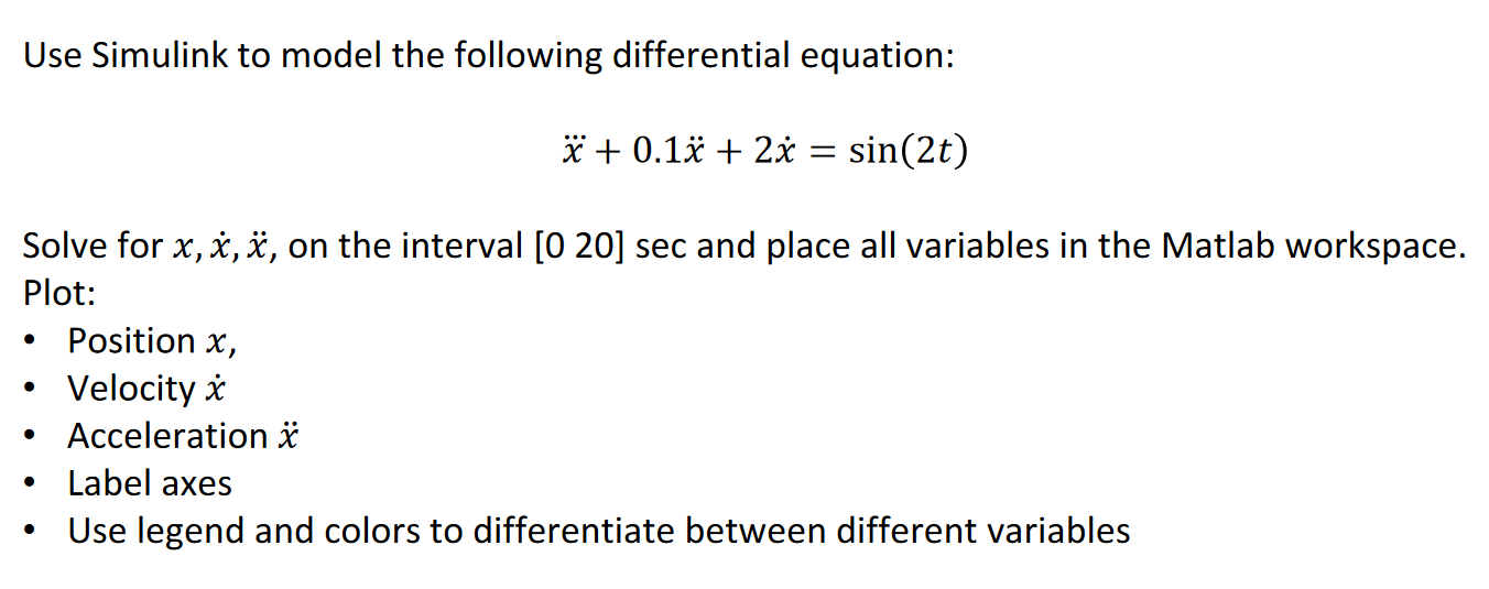 Solved Use Simulink to model the following differential | Chegg.com