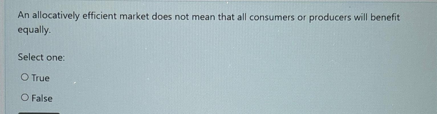 Solved An allocatively efficient market does not mean that | Chegg.com
