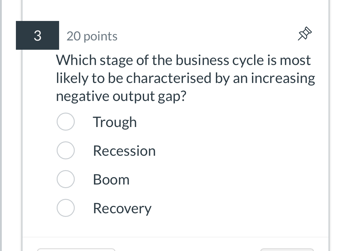 Solved 320 ﻿pointsWhich stage of the business cycle is | Chegg.com